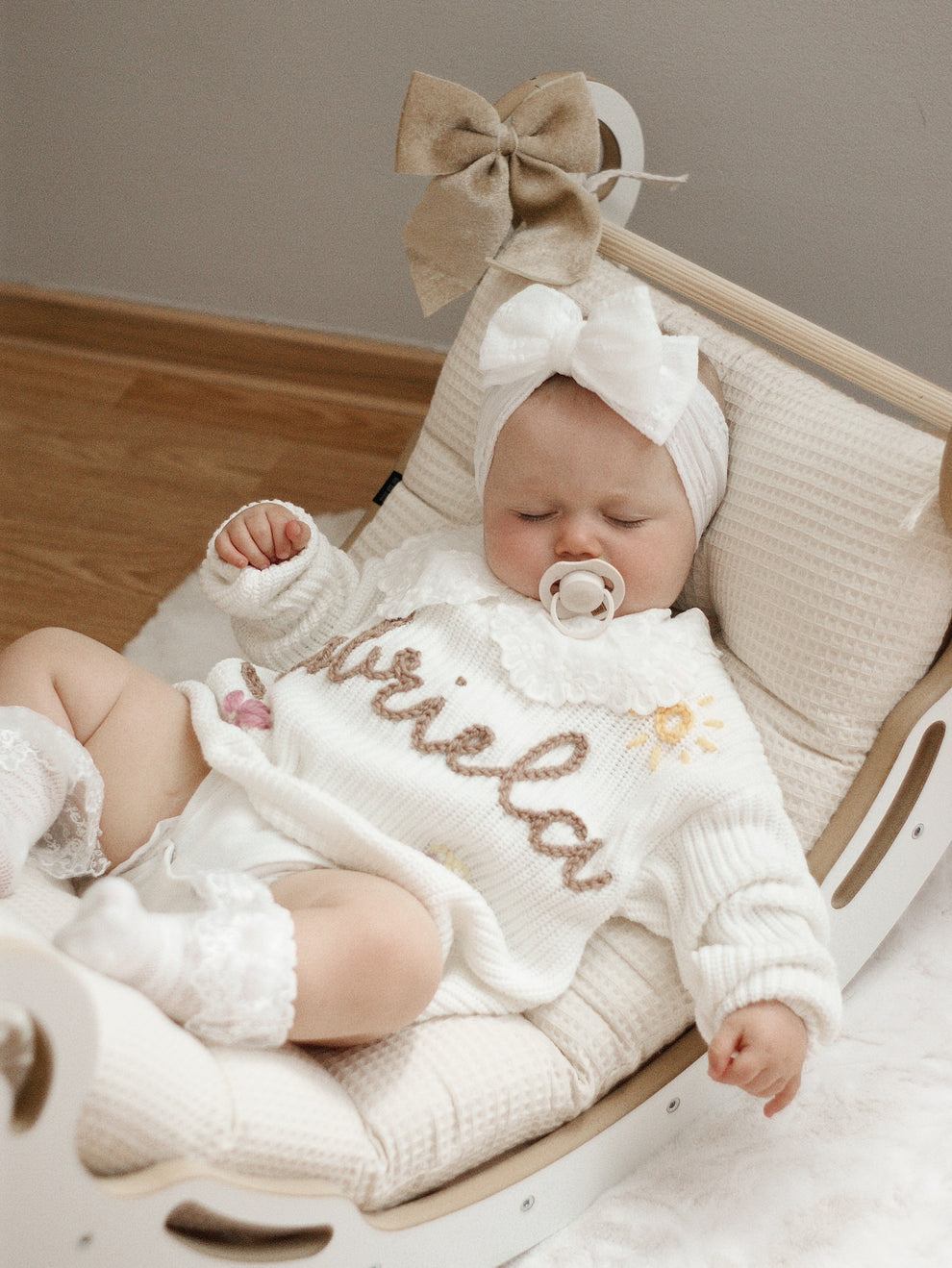 Personalized Baby Name Sweater – Hand Embroidered Knit Outfit, Newborn ...